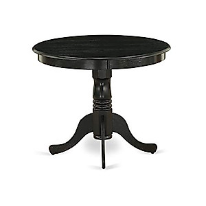 East West Furniture ANVA5-BLK-C 5 Piece Dining Room Furniture Set Includes a Round Dining Table with Pedestal and 4 Linen Fabric Upholstered Chairs, 36x36 Inch, Black