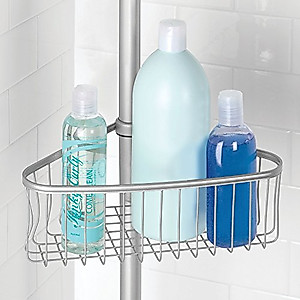 iDesign Steel 4-Shelf Extendable Tension Shower Caddy, The York Collection - 8" x 11" x 108", Silver