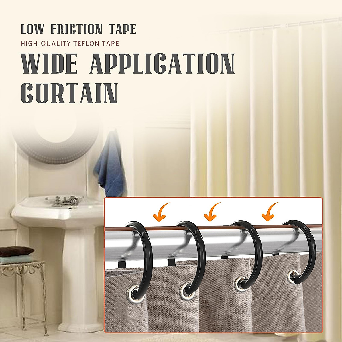 2 Rolls 1/2 Inch x 33 Feet Low Friction Tape,Drawer Slide Tape,Drawer Glide Tape,Squeak Resistant Tape,Abrasion Resistance Tape,Surface Protection Tape for Wood,Drawer,Cabinet,Curtain,Furniture,Brown