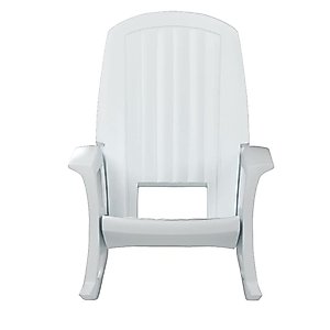 Semco Plastics Rockaway Heavy Duty Resin Rocking Chair, Low Maintenance All-Weather Rocker w/Easy Assembly for Deck & Patio, 600lbs Capacity, White