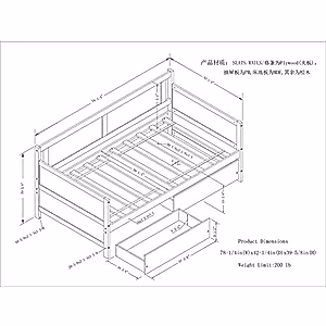 Lepfun Designs Twin Daybed with Two Drawers, Wood Twin Size Sofa Bed Frame with Wooden Slat Supports, Storage Daybed for Bedroom, Living Room (White, Twin with Drawers)