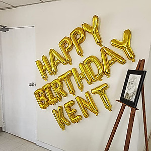 52 Pcs Gold Letter Balloons Foil Alphabet A to Z Balloons DIY Personalized Phrase Banner for Baby Shower Wedding Party Supplies Custom Decor 16 Inch