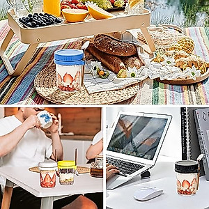 Tecbeauty 4 Pack Overnight Oats Containers with Lids and Spoons, 16 Oz Glass Mason Jars for Cereal, Milk, Vegetable and fruit Salad Oatmeal Container with Measurement Marks