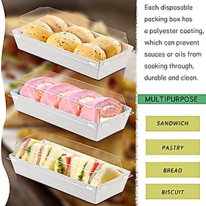 Cmkura 50 Pack White Rectangular Disposable Paper Charcuterie Boxes Food Containers Bakery Boxes