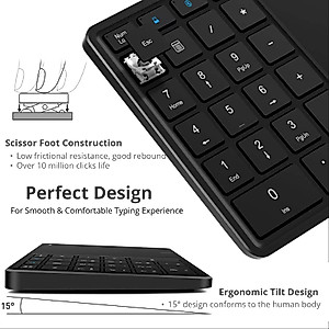 Yoidesu 22 Keys Numeric Keypad with Touchpad, 5.0/2.4G Touch Pad Number Pad, Type C Portable Numpad Financial Accounting with USB Receiver for Laptop