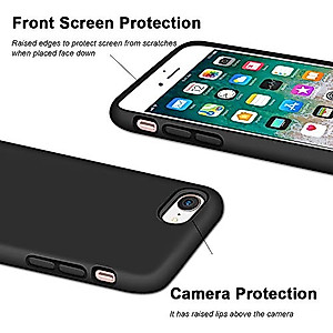 Anuck iPhone SE Case 2022/2020, iPhone 8 Case, iPhone 7 Case, Non-Slip Liquid Silicone Gel Rubber Bumper Phone Case Soft Microfiber Lining Hard Shockproof Protective Cases Cover 4.7", Black