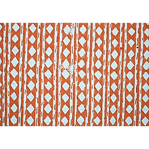MAVISS HOMES Indian Block Print Quilt Kantha Quilts Queen Size Kantha Throw Quilt Blanket Kantha Bedspreas Pure Cotton Quilt (Twin 90 X 60 Inch, Orange)