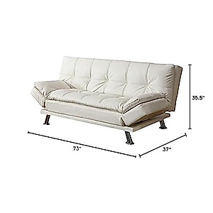 Coaster Home Furnishings Dilleston Sleeper Sofa Bed with Casual Seam Stitching White, 73" w x 37" d x 35.5" h (300291)