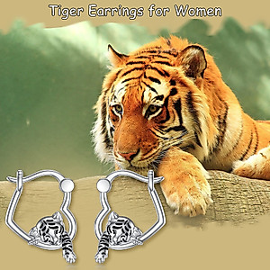 PELOVNY Tiger Earrings 925 Sterling Silver Hypoallergenic Tiger Hoop Earring Jewelry Graduation Birthday Gifts for Women