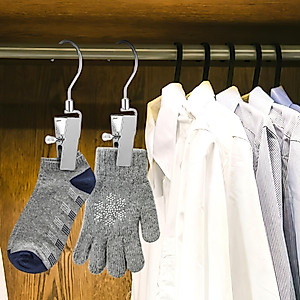 Zerodeko 10 Pack Metal Laundry Hangers with Swivel Hooks, Hold Boots Clips Pin Stainless Steel Portable for Hanging Clothes Towels in Home, Travel