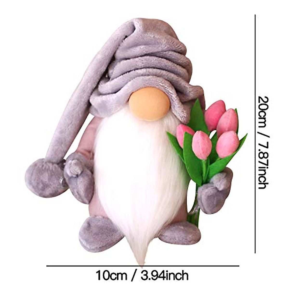 IFOTIME Mr & Mrs Gnomes Plush, Handmade Long Hat Gnome Swedish Scandinavian Tomte Sweet Gift for Table Shelf Home Decorations for Valentine Easter Gifts Indoor Spring Decor (2Pcs, Pink + Gray)
