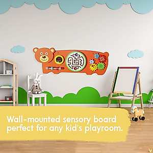 D DAKIN Learning Sensory Wall Toy for Toddlers - Bear Sensory Board Field with Fun Learning Activities - Wall Busy Board Learning Activity Wall Panel Toy for Kids Playroom & Children's Daycare