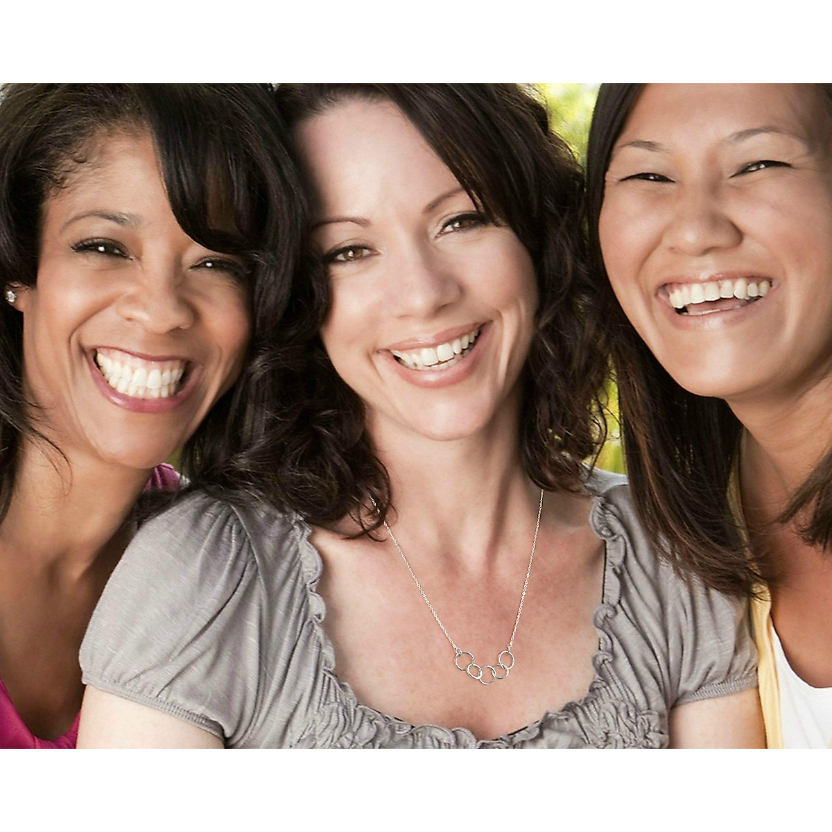 EFYTAL 50th Birthday Gifts for Women, 925 Sterling Silver Five Circle Necklace For Her, Thick Ring 5 Decade Jewelry 50 Years Old