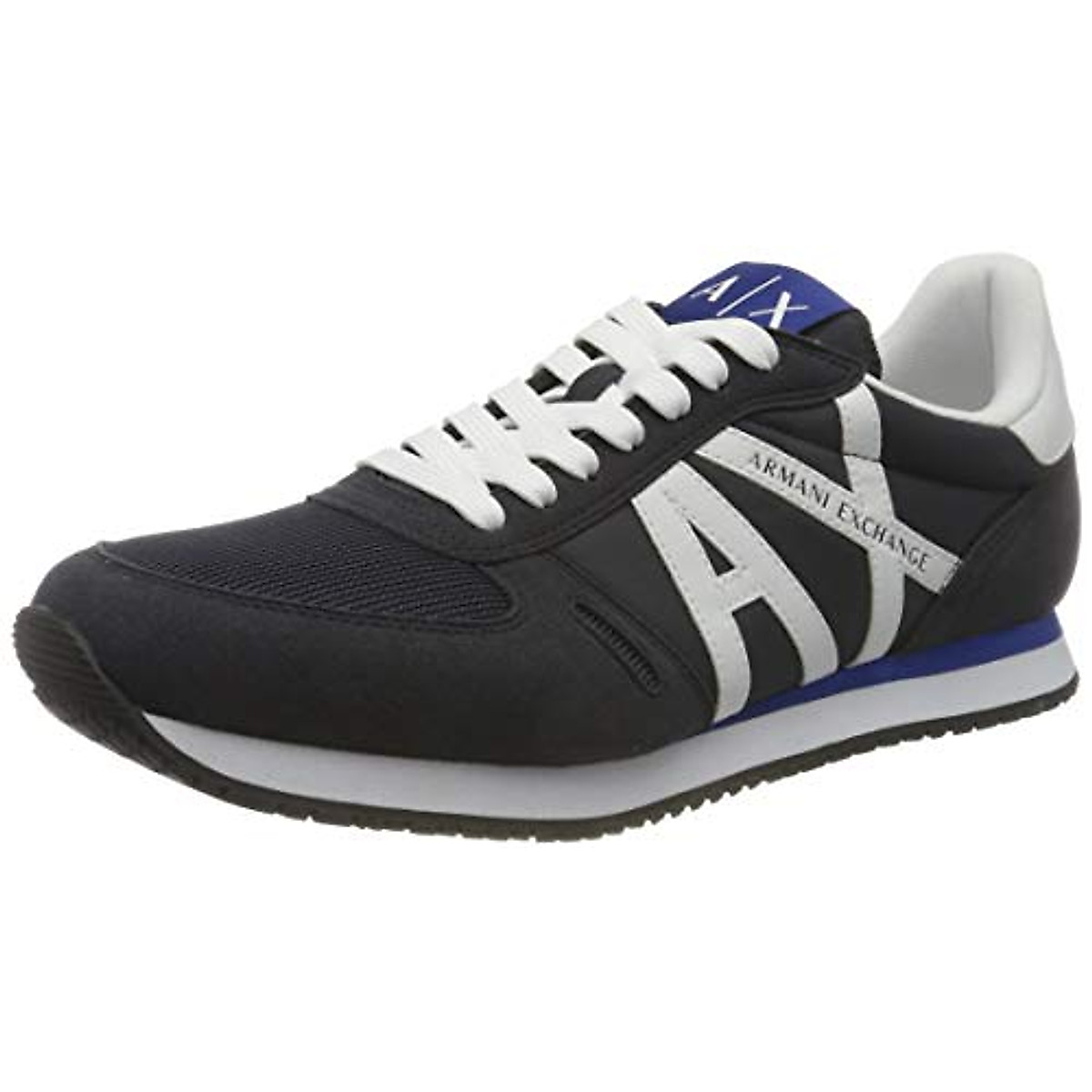 A|X Armani Exchange Men's Low-top Sneakers, Navy + Optical White, 8