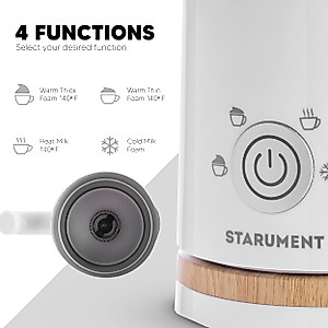 Starument Electric Milk Frother - Automatic Milk Foamer & Heater for Coffee, Latte, Cappuccino, Other Creamy Drinks - 4 Settings for Cold Foam, Airy Milk Foam, Dense Foam & Warm Milk - Easy to Use