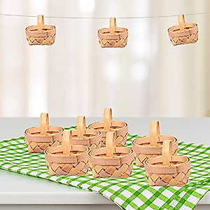 Cabilock 12pcs Mini Woven Picnic Baskets Miniature Wood Baskets Small Craft Basket for Fairy Garden Ornament Dollhouse Decoration