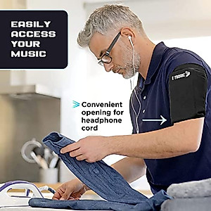 E Tronic Edge Phone Holder for Running, Cell Phone Arm Bands with Reflective Logo, Phone Strap Armband Fits iPhone and Android, Use for Running, Walking, Hiking and Biking, Black, Medium