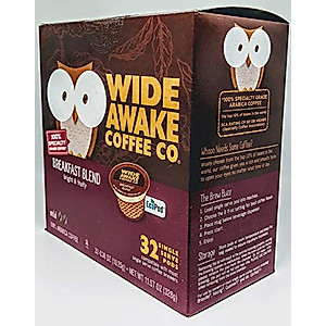 Wide Awake Coffee Single Serve Coffee Pods (32 Count, Breakfast Blend)