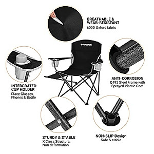 FUNDANGO 9C2215 USVC Camping Chair, Oversized, Black-2