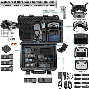 Lekufee Waterproof Carrying Case Compatible with DJI Mavic 3 Pro/DJI Mavic 3 Classic/DJI Mavic 3/Cine/Combo/DJI RC Pro/DJI RC/RC N1/Goggles 2/Integra/DJI Motion/RC Motion 2 and Accessories(Case Only)