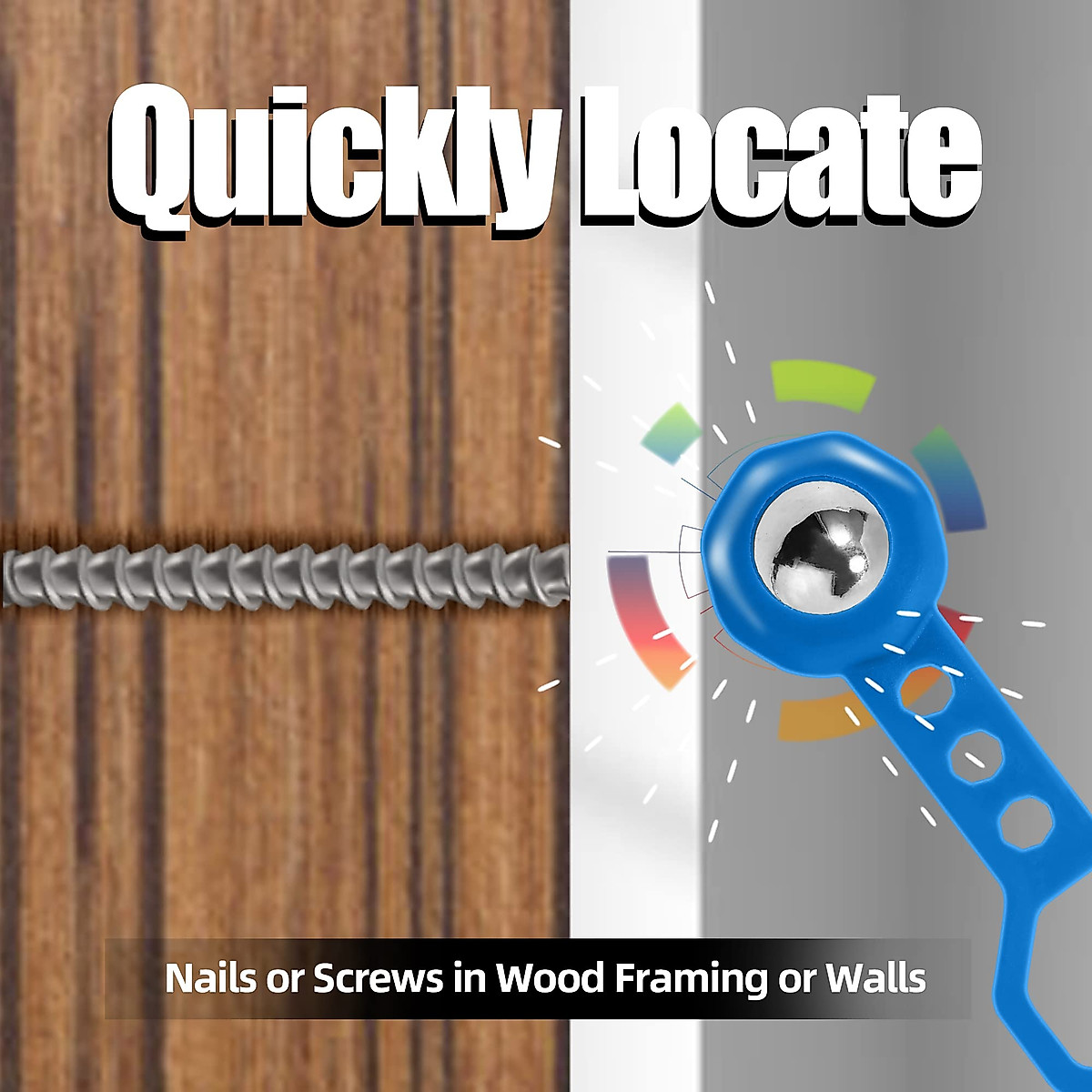 BesWin Stud Finder Wall Scanner - Studball with 27 Pounds of Pull Magnetic Power - Detect Metal through 5/8" Drywall, Wood or 3/4" Plywood Paneling, Ceramic Tiling - No Battery Required, Black