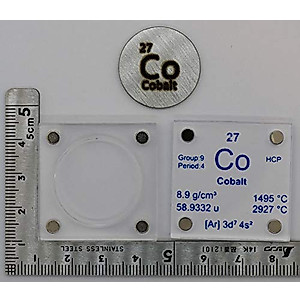Cobalt (Co) 24.26mm Metal Disc with Acrylic Case for Collection or Experiments