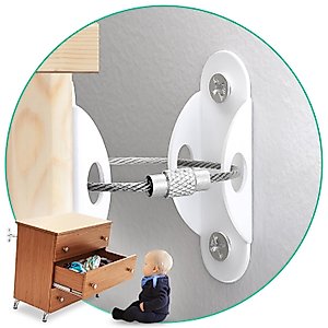 Baby proofing kit Wall Anchors, Baby Safety Products Furniture Anchors, Kids Furniture Anchors for Baby proofing, Child Proof Anti tip Furniture Anchors to Wall, Earthquake Straps(10 Pack)