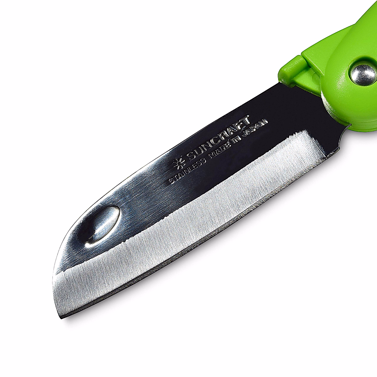 Seki Japan Folding Fruit Knife, Small Peeling Knife, 3.3-inch stainless steel blade with green plactic handle, for kitchen and outdoor