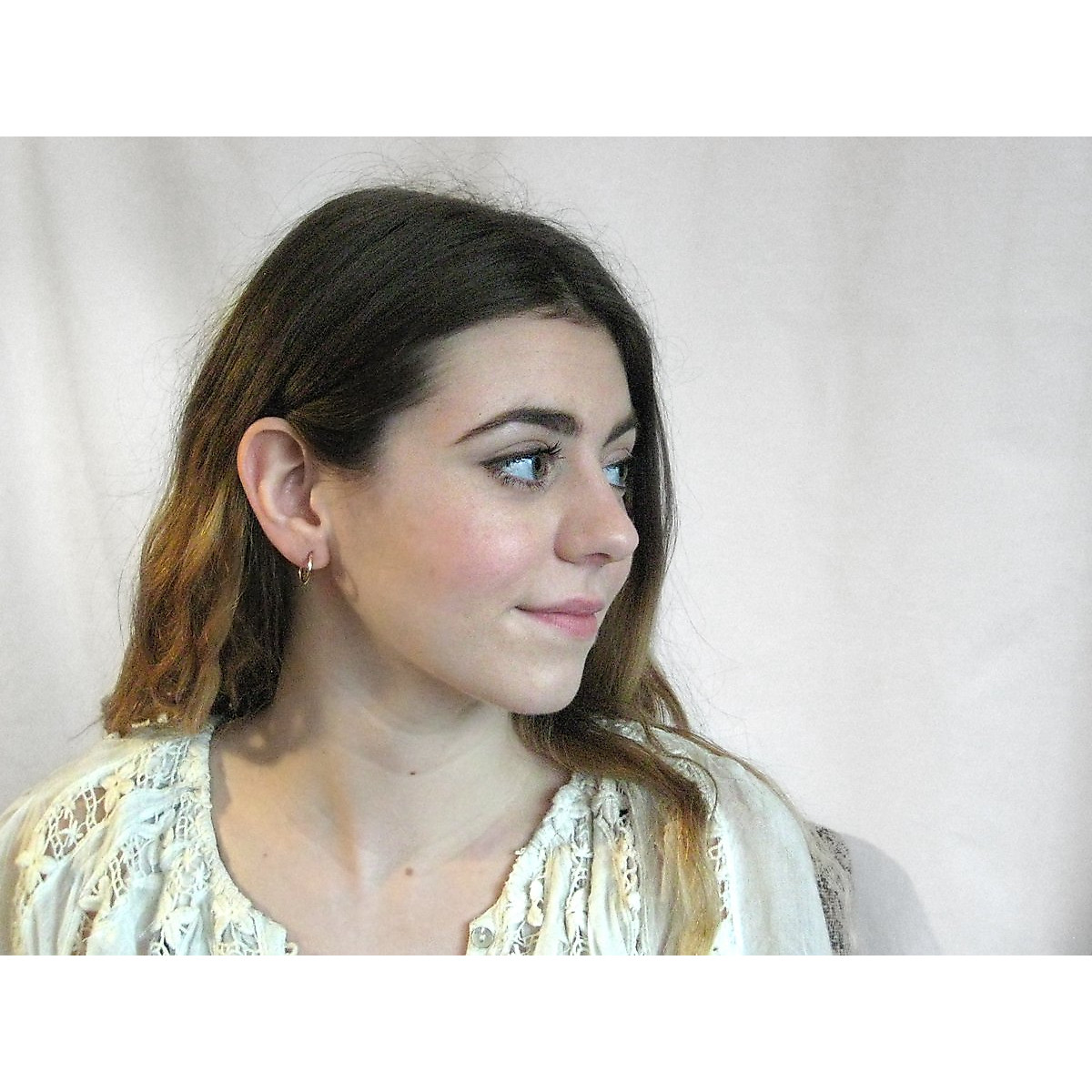 Small 14k Yellow Gold Continuous Endless Hoop Earrings, (1.5mm Tube) (Half inch - 13mm)