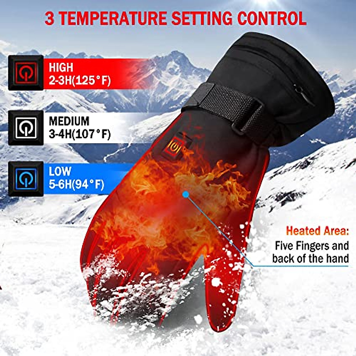 Spring Rechargeable Electric Heated Gloves,Touchscreen Waterproof Cold Weather Thermal Heated Gloves,Hand Warmer Gloves for Hunting Fishing Skiing Camping Cycling