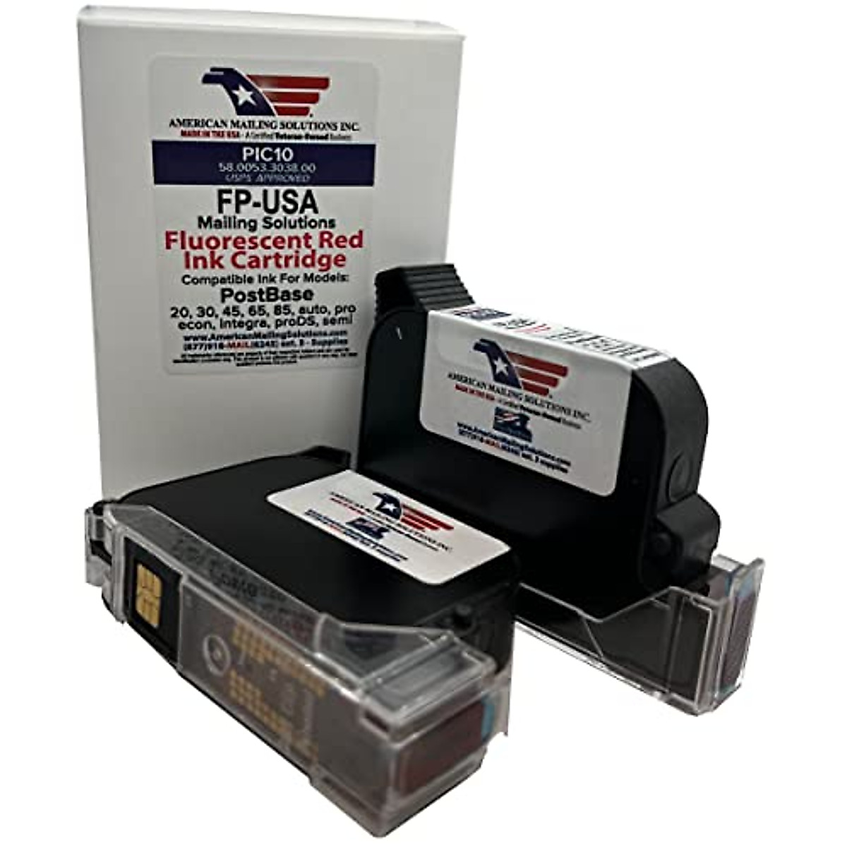 FP PostBase PIC10 Fluorescent Red Ink Cartridge Set Franco Postalia