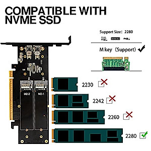 JEYI Quad NVMe PCIe 4.0 Expansion Card, Supports 4 NVMe M.2 SSD 2280 up to 8TB, Raid Bandwidth 256Gbps, Required Bifurcation