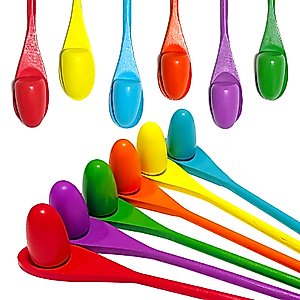 Jauoou Egg Spoon Race Game Sets, 6PCS Wooden Eggs and 6PCS Wooden Spoons Balance Game Relay Race Games for Kids Easter Eggs Hunt Game Indoor or Outdoor