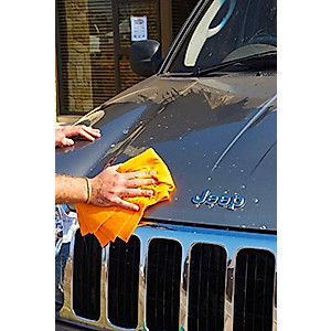 Super Shammy Cloth. The Newest Original German Shammy - Commercial Grade Drying Chamois. 7 Orange Large