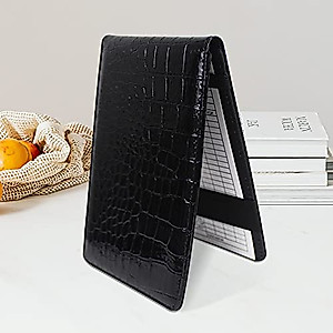 Scott Edward Golf Scorecard Cover Leather Scorecard Holder Statistic and Score Tracking Waterproof Soft Thick (Black Texture)