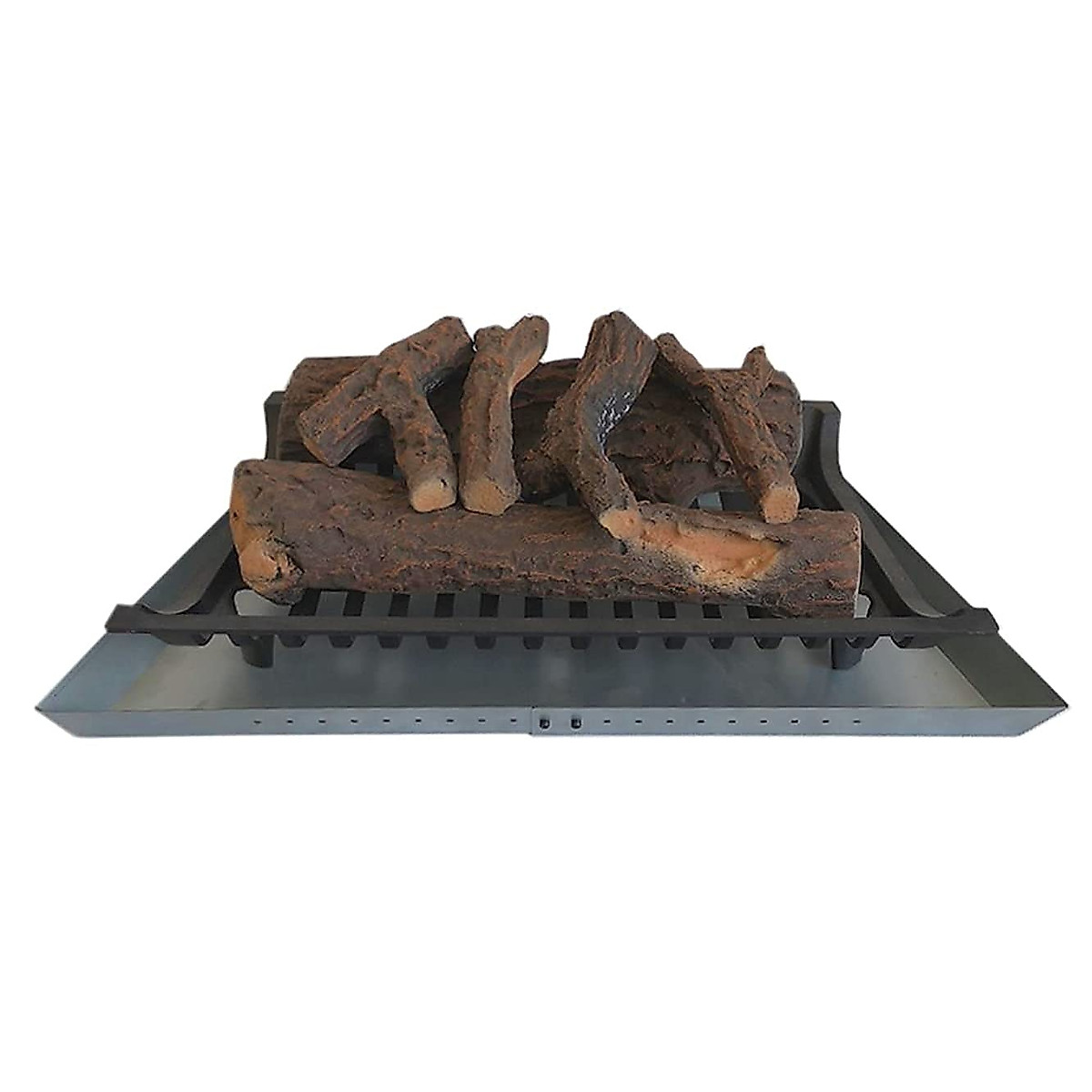 Rundetian Expandable Fireplace Tray, Galvanized Steel Adjustable Ember Holder Fireplace Pan for Collecting Ash, Silver Color(Fireplace Log Grate Not Included) FT2232