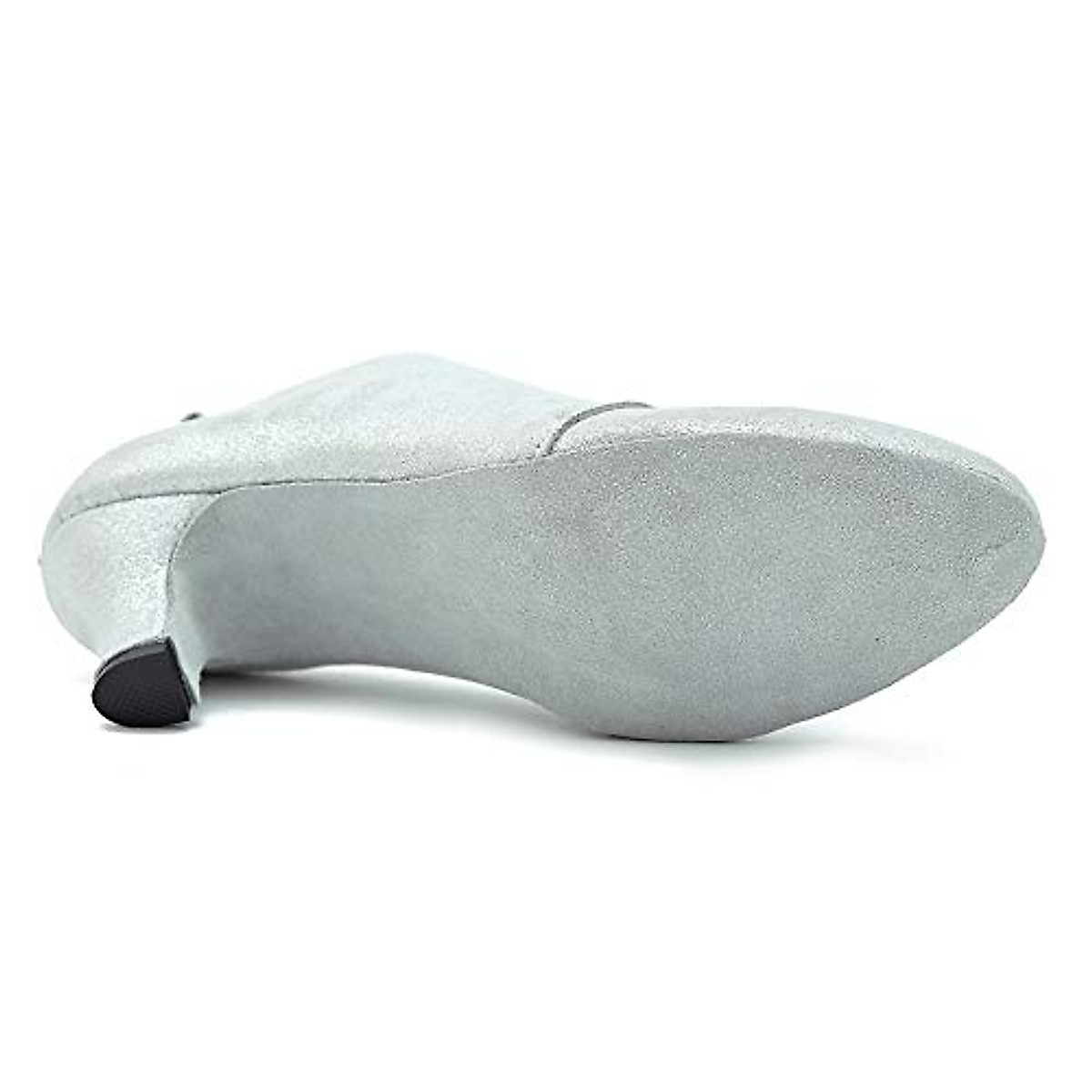 HIPPOSEUS Latin Dance Shoes for Women with Closed Toe Lace up Ballroom Latin Salsa Tango Dance Practice Shoes Low heel 2.33",Silver, 8 B(M) US