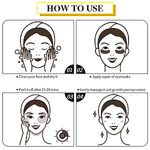 Black Snail Eye Gel Patches Moisturize & Reduce Wrinkle, Elastic Skin with Gold and Collagen, 30 Pairs