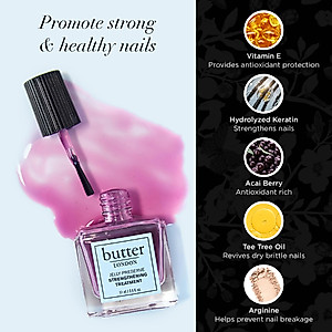 butter LONDON Nail Strengthener for Damaged Nails, Jelly Preserve (Strawberry Rhubarb) - Pink Translucent Finish Nail Polish Strengthens, Nourishes & Rejuvenates Nail Beds & Roots - Nail Care Products