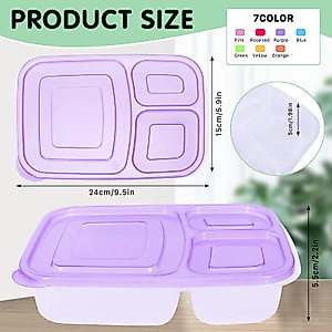 Kipeber 7 Pack Meal Prep Containers 3 Compartment,Reusable Bento Lunch Box,Plastic Divided Lunch Containers with Lids,Divided Food Storage Containers Microwave Freezer Dishwasher Safe for Work travel