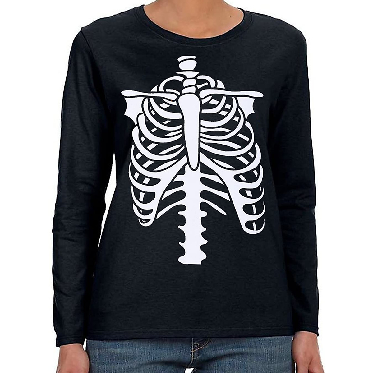 Women's Halloween Rock n Roll Skeleton Funny Long Sleeve Costume for Ladies Skeleton Glow in Dark(Dark-4218 XL)