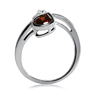 Silvershake 1ct. Natural Garnet 925 Sterling Silver Bypass Leaf Solitaire Ring Size 9