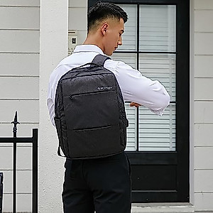 BE SAMRT Laptop Backpack, Business Slim Durable Laptops Travel Backpacks with USB Charging Port, Waterproof College Backpack Computer Bag Gifts for Men & Women Fits 15.6 Inch Notebook (Black)