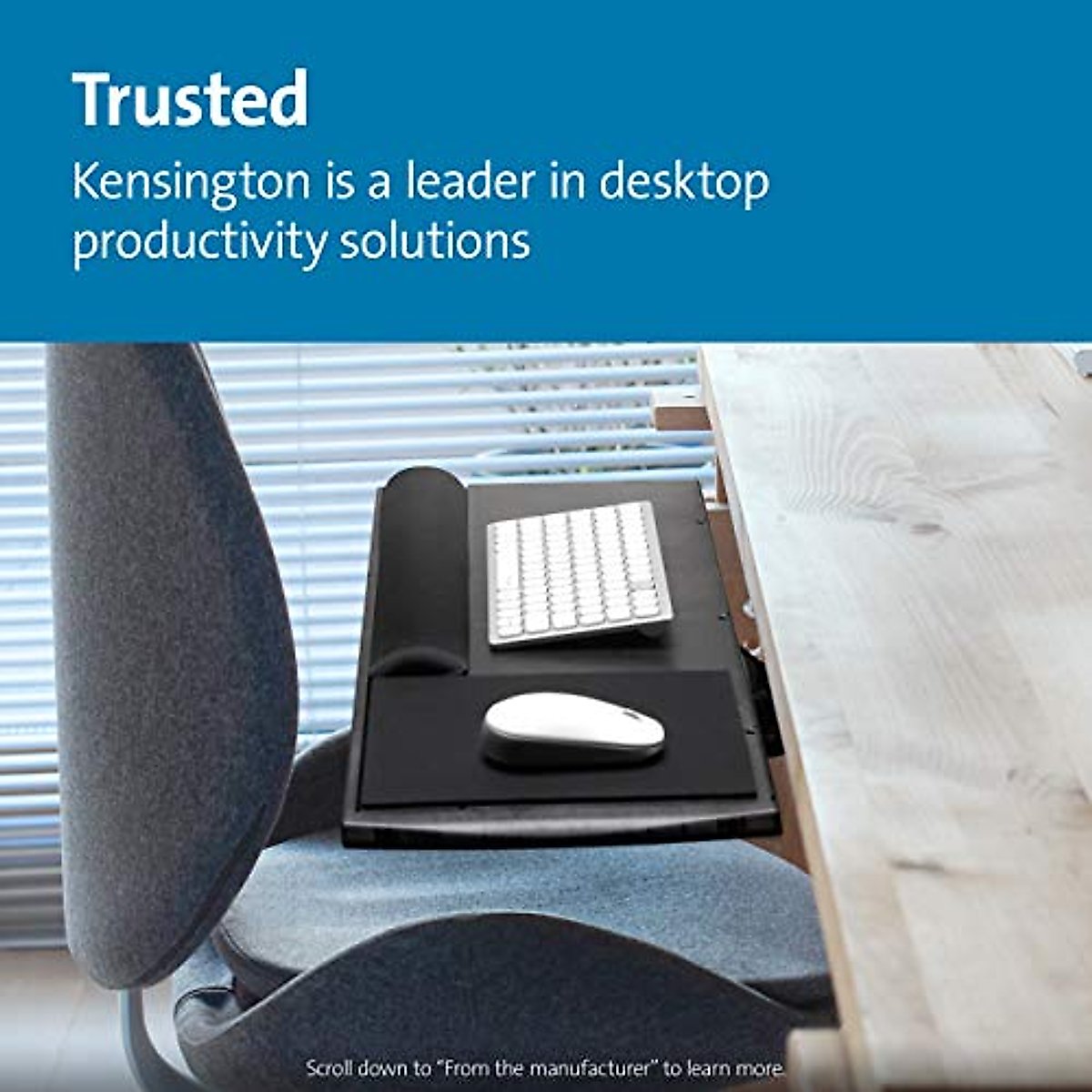 Kensington 60718 Adjustable Keyboard Platform with SmartFit System, 21-1/4w x 10d, Black
