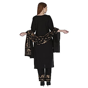 MESMERIICAL Women's Black Kurta Set with Dupatta (as1, alpha, l, regular, regular)