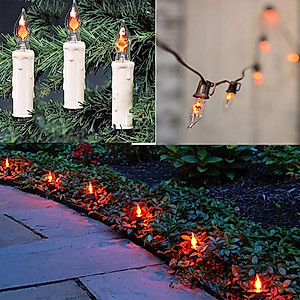 Goothy 12 Pack Christmas Flicker Flame Light Bulbs, Crystal Clear Chandelier Flickering E12 Candelabra Base Replacement Bulbs for Electric Window Candles Indoor Outdoor String Light, 1 Watt, 120 Volts