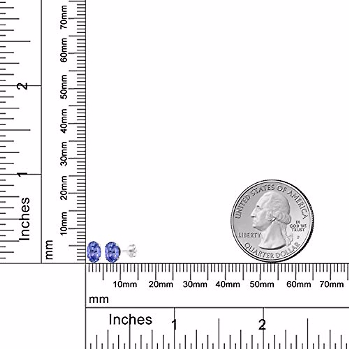 Gem Stone King 925 Sterling Silver Tanzanite Stud Earrings For Women (1.00 Cttw, Gemstone Birthstone, 6X4MM Oval Shape)