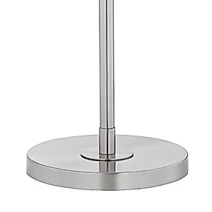 Possini Euro Design Concierge Modern Floor Lamps 63" Tall Set of 2 with Double Tray Table USB Charging Port Brushed Nickel Drum Shades Decor for Living Room Reading House Bedroom Home