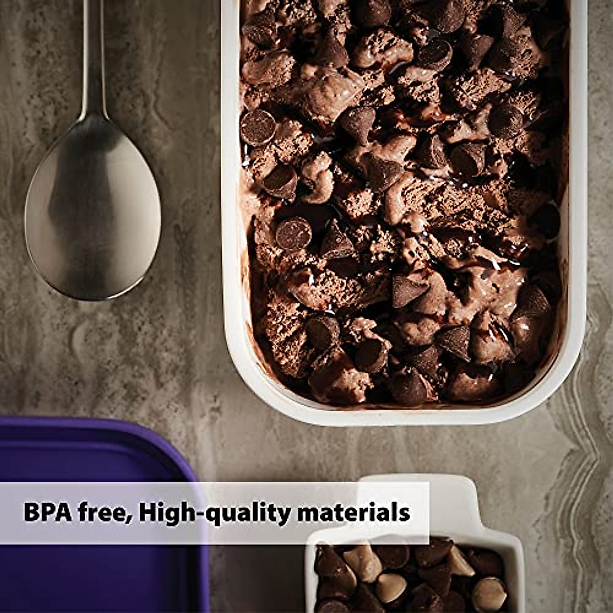 Set of 2 Reusable Ice Cream Tub Containers For Homemade Ice Cream 1.6 Quart Ea. - Perfect for Sorbet, Frozen Yogurt Or Gelato - Stackable Storage Containers, Stickers And Lids Stores Easily In Freezer