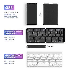 Multi-Device Bluetooth Foldable Keyboard, Samsers Wireless Portable Folding Keyboard, Full Size Ultra Slim Rechargeable Keyboard Connect Up to 3 Devices for IOS Android Windows phone Tablet and Laptop